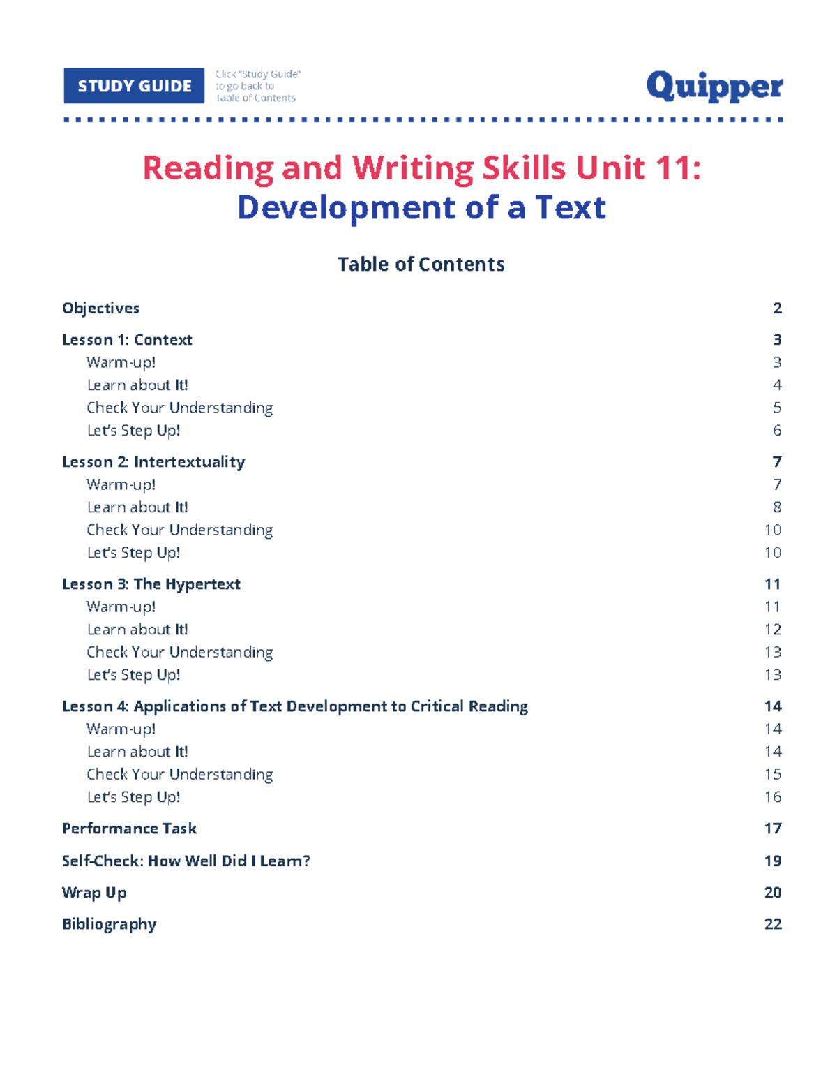 Reading and Writing Skills Unit 11 Development of a Text - Reading and ...