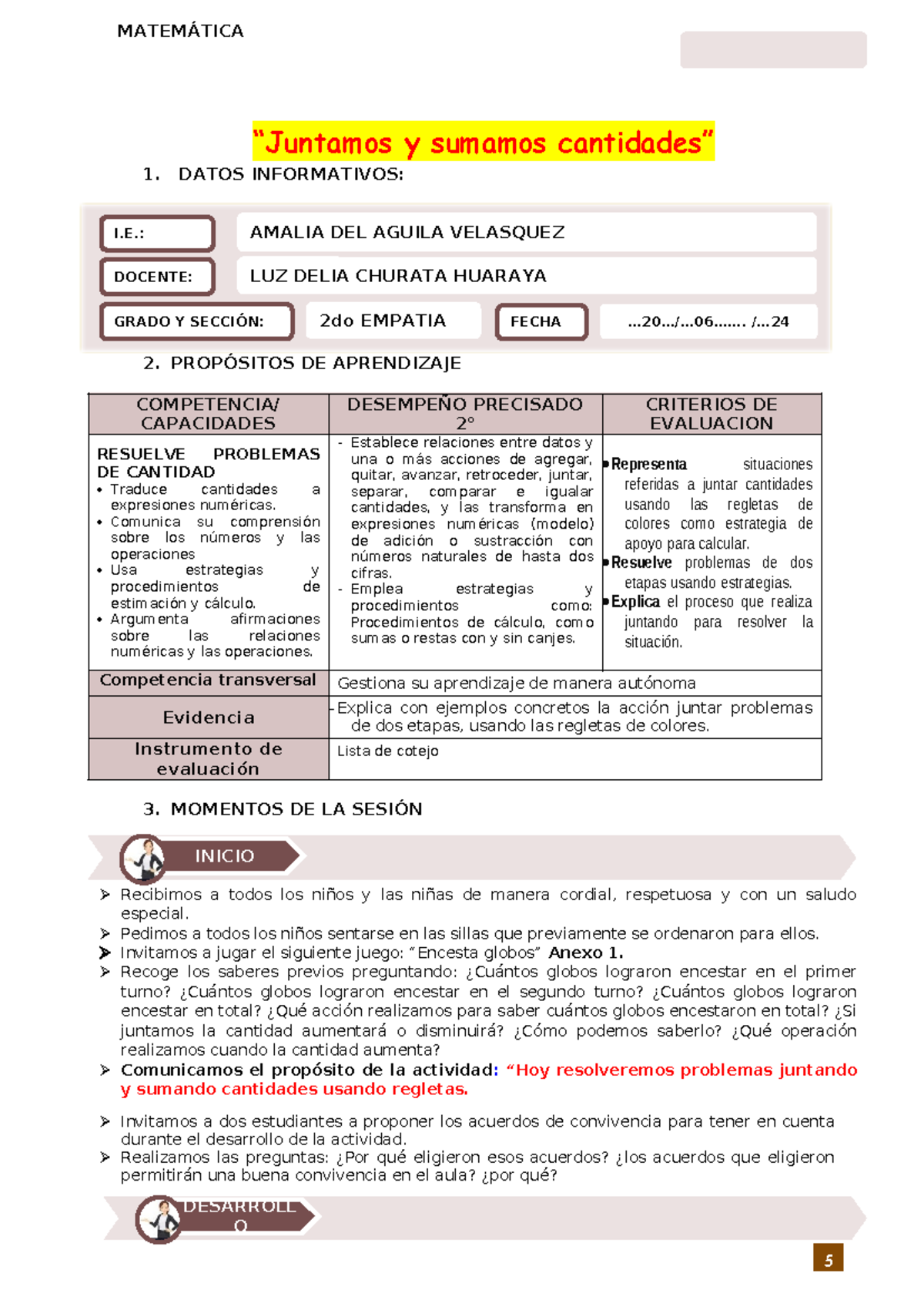 DIA 2 - 2do. Matematica Juntamos y sumamos cantidades - “Juntamos y ...