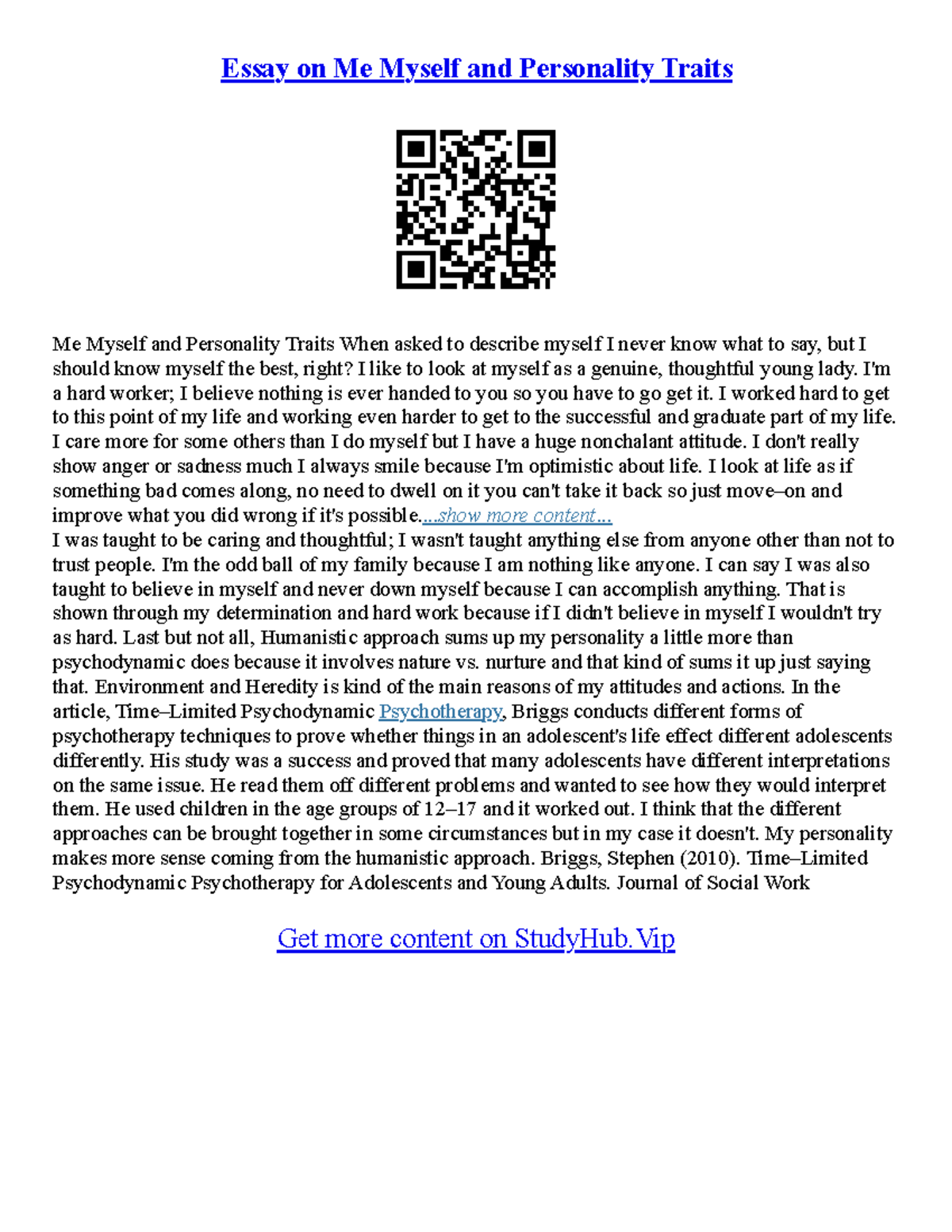 Essays On Yourself - Essay on Me Myself and Personality Traits Me ...