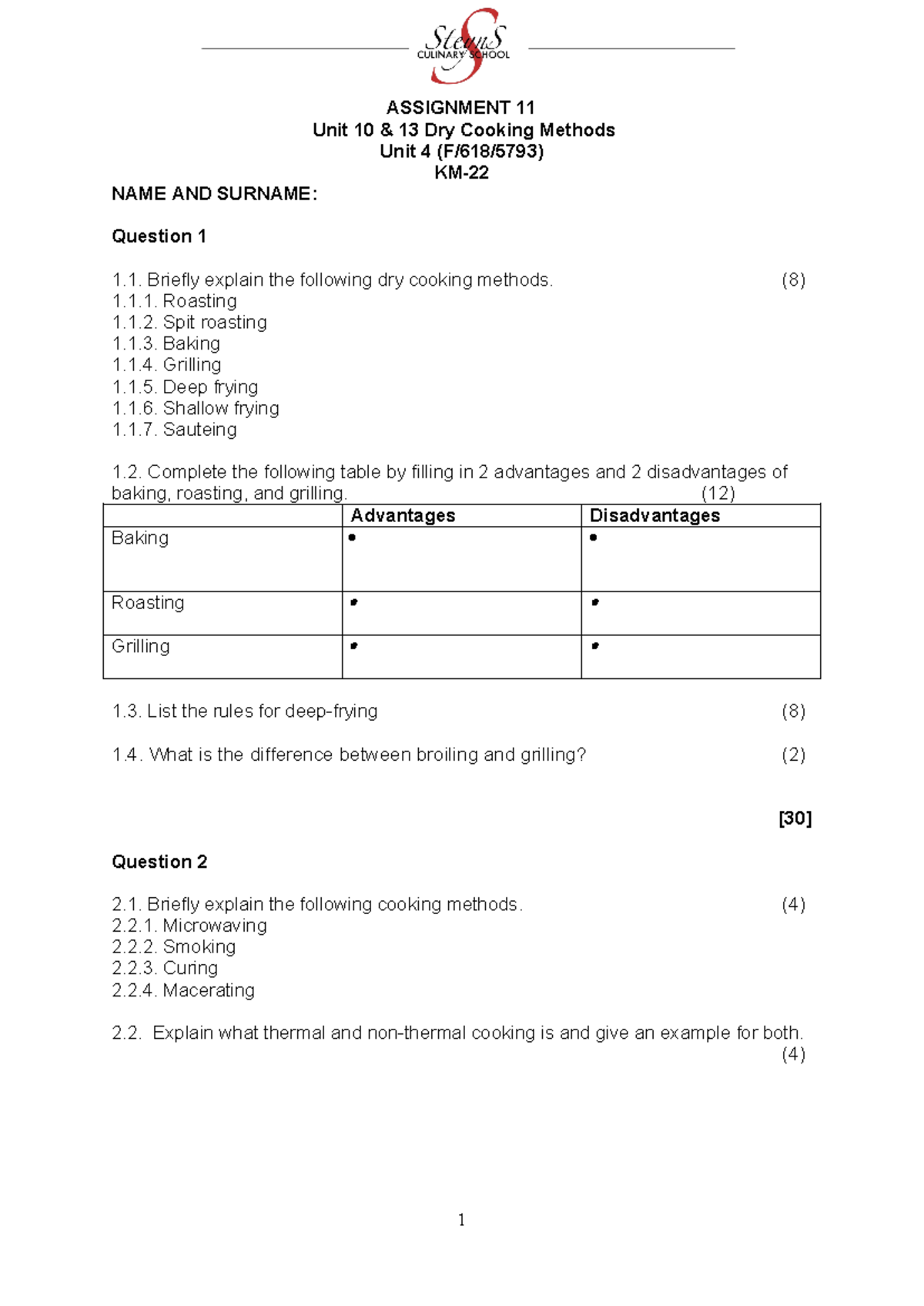 Assignment 11 Dry Cooking Methods-6 - ASSIGNMENT 11 Unit 10 & 13 Dry ...