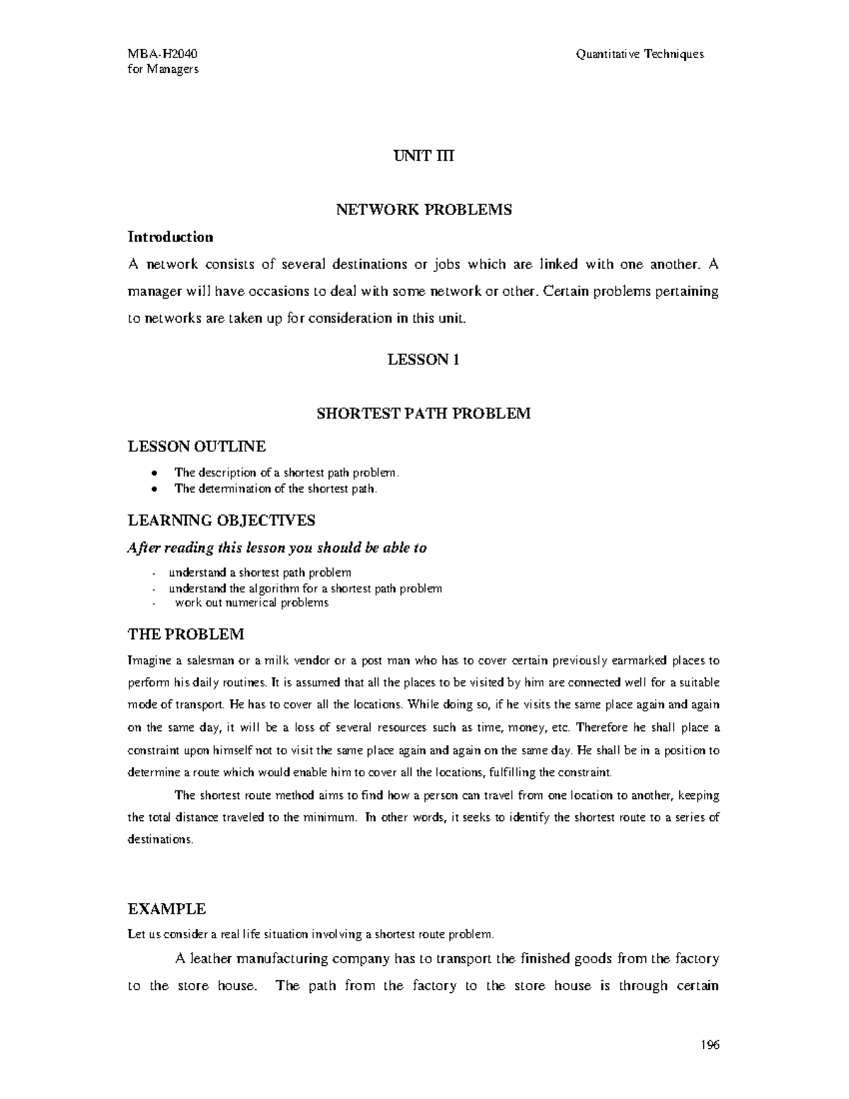 Unit Three Lesson One Introduction to Operations Research and Linear Programming - for Managers ...
