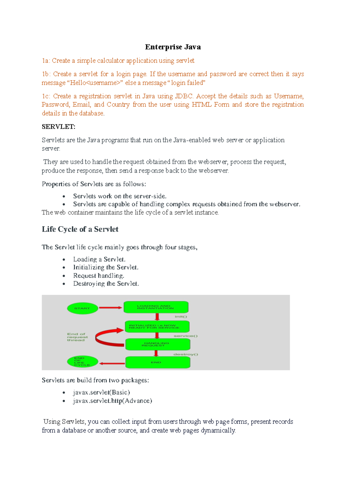 Aims of Advance Java Technology Practicals - Enterprise Java 1a: Create ...