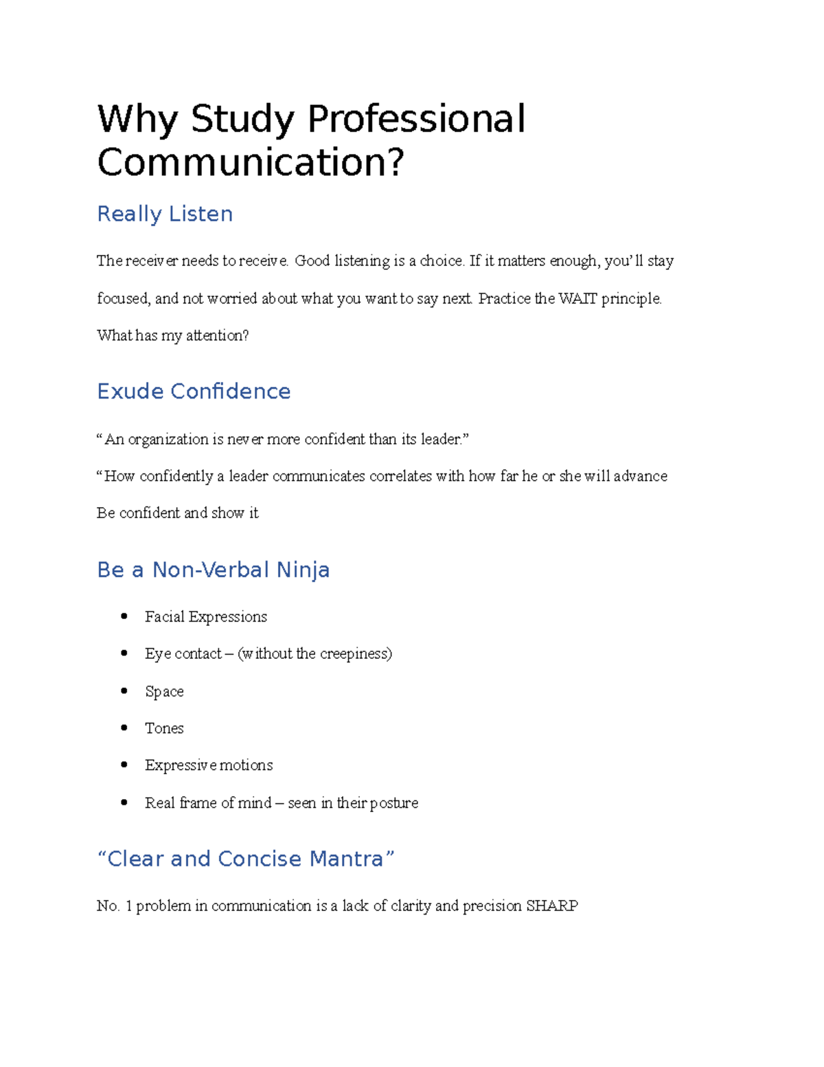 Why Study Professional Communication - Why Study Professional ...