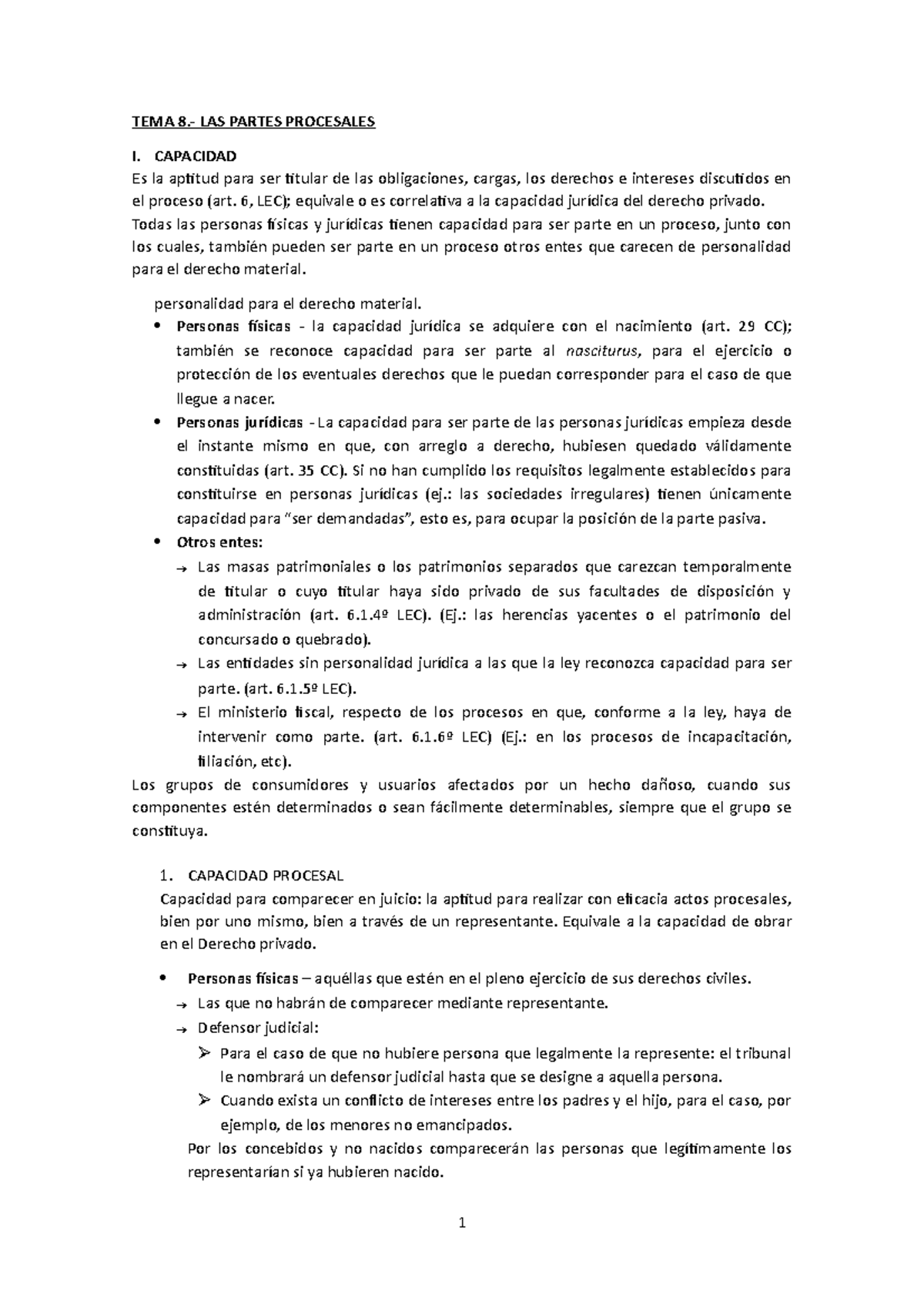 TEMA 8.- LAS Partes Procesales - TEMA 8.- LAS PARTES PROCESALES I ...