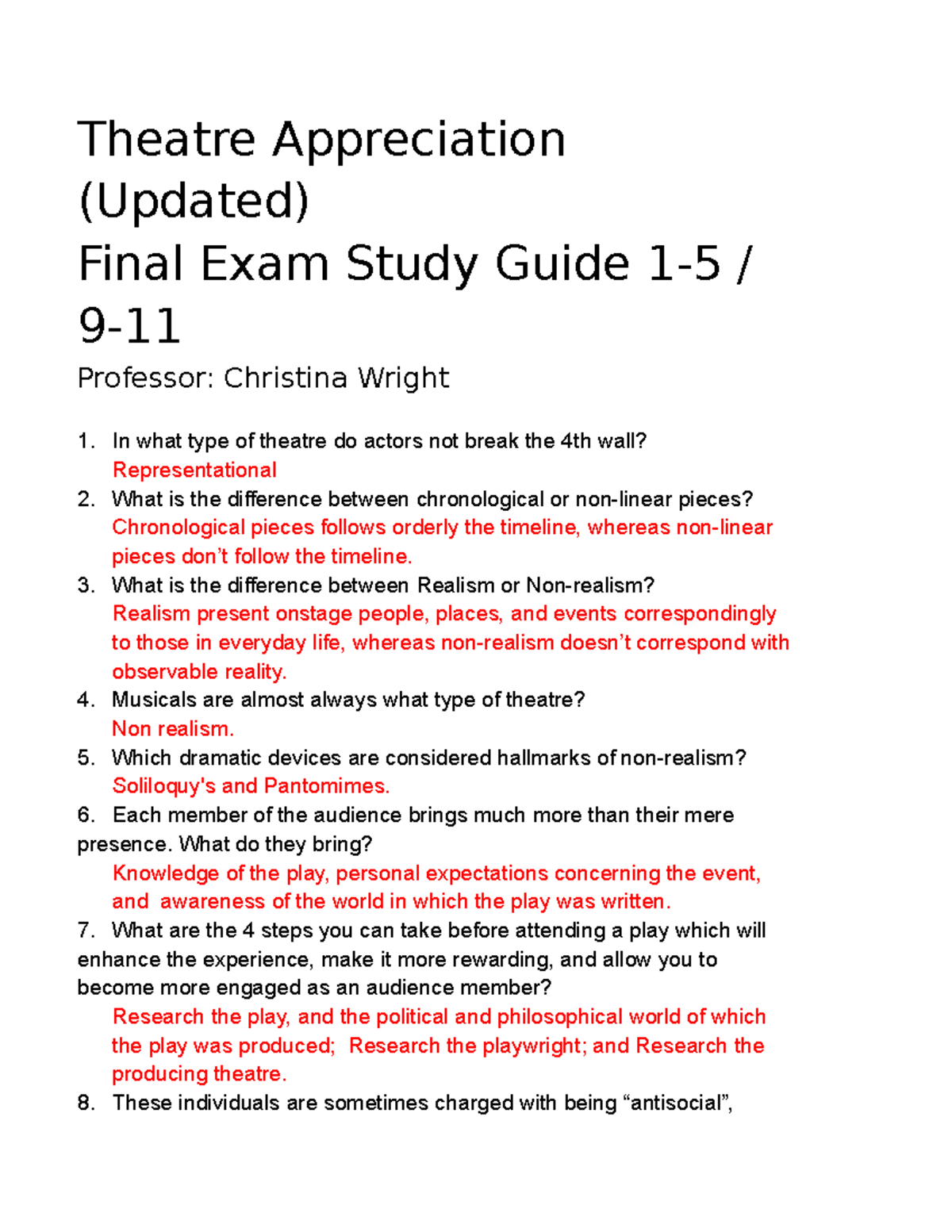 Final Study Guide(corrected) - Theatre Appreciation (Updated) Final ...