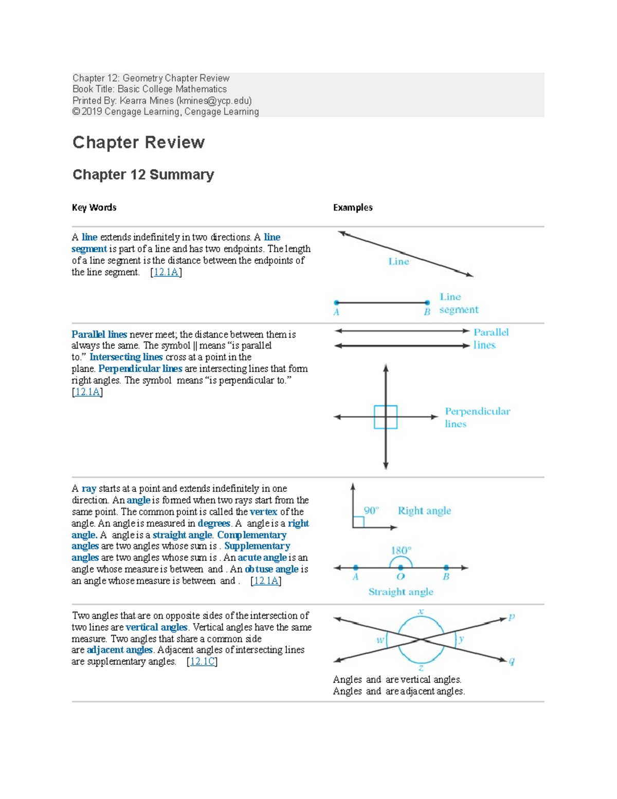 Chapter 7 - weekly assignment notes and answers - Chapter 12: Geometry ...