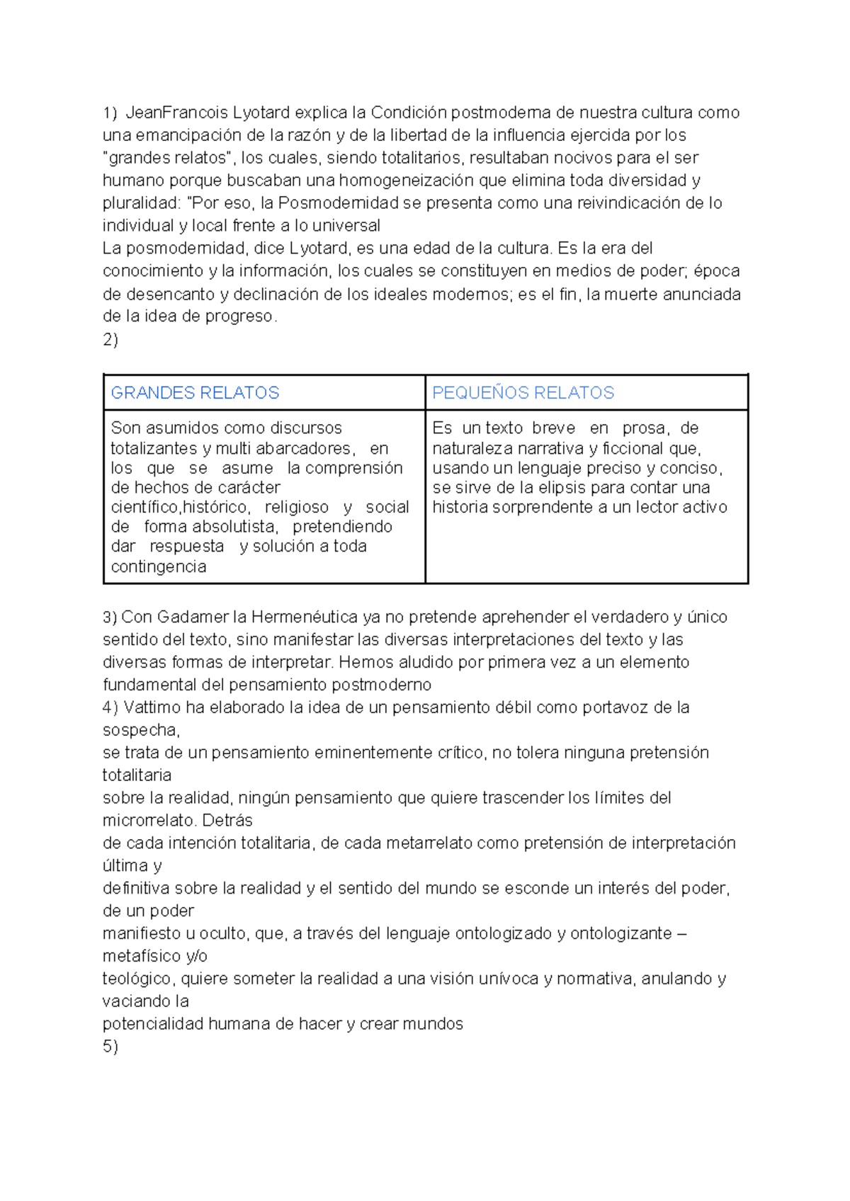 Documento sin título - 1) JeanFrancois Lyotard explica la Condición ...