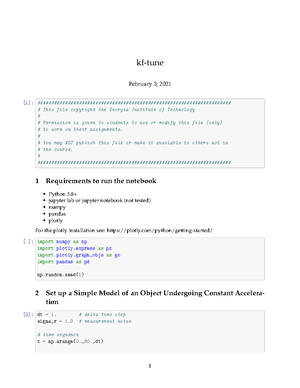 KF Tutorial - notes and code for P2 - Linear Kalman Filter Tutorial Leo ...