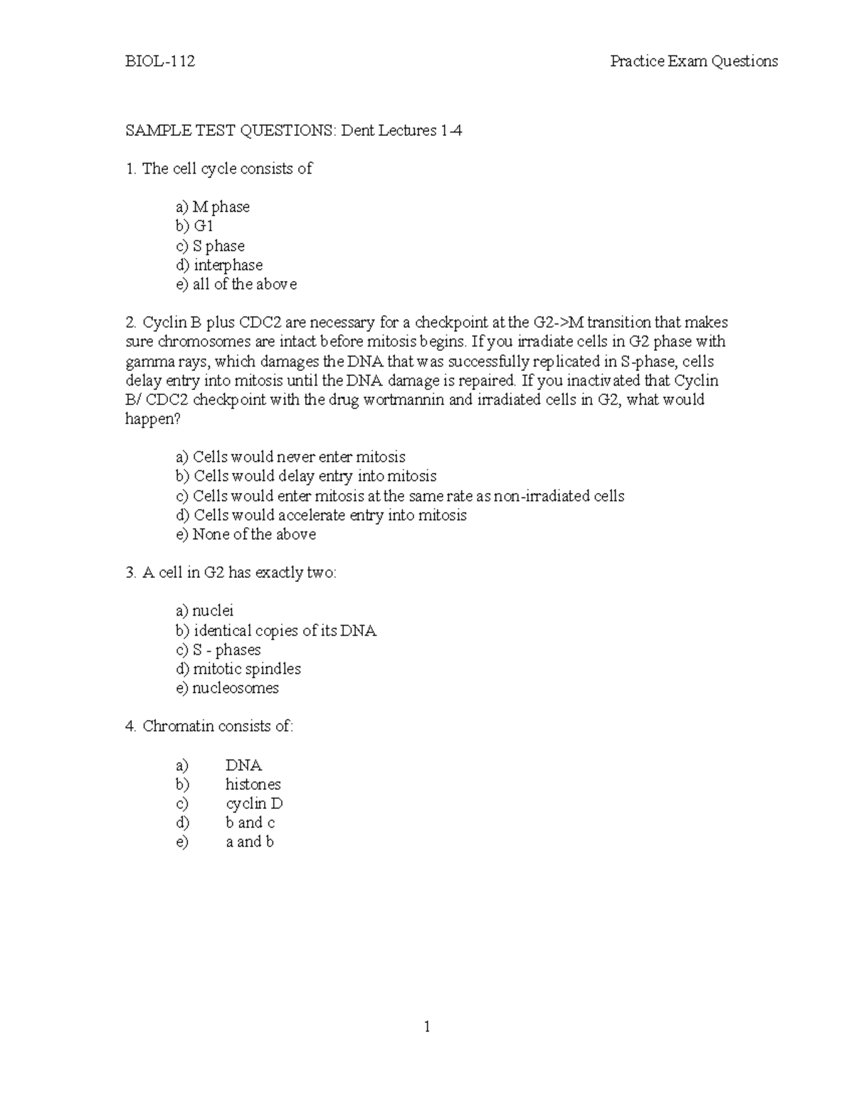 Sample Questions Dent Lectures 1-4 24 - SAMPLE TEST QUESTIONS: Dent ...