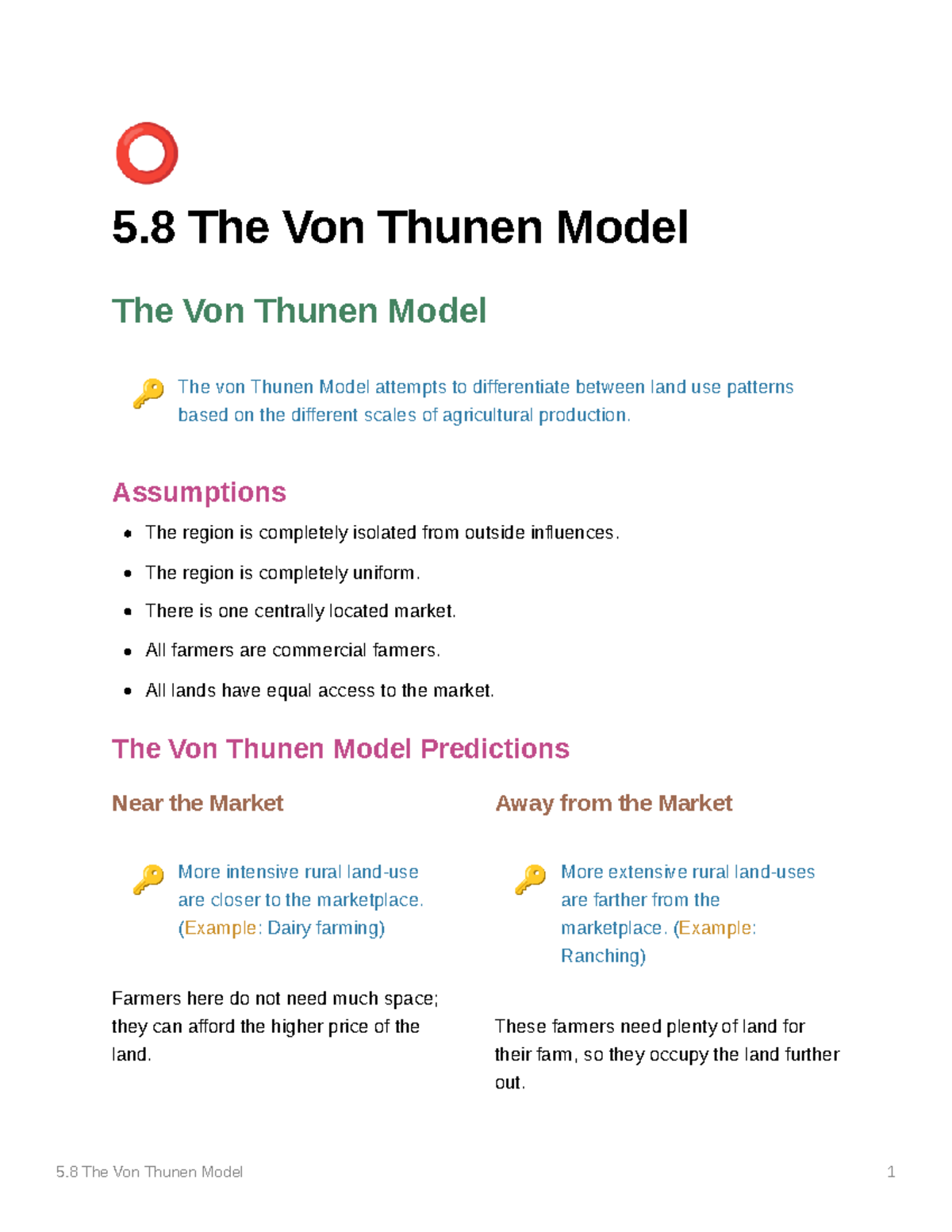 The von thunen model - Professor: Benjamin Sinn - 5 The Von Thunen ...