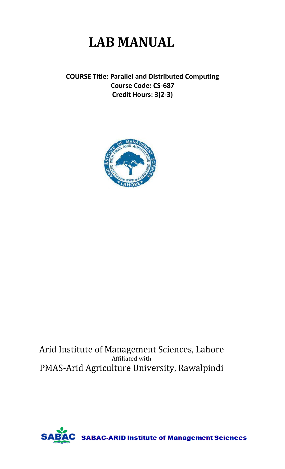 Lab-manual - Lab Manual - LAB MANUAL COURSE Title: Parallel and ...