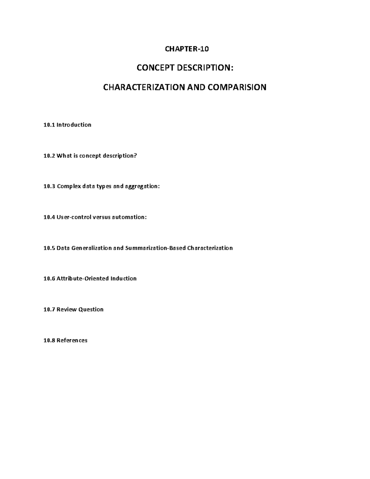 Ch 10concept description - CHAPTER- CONCEPT DESCRIPTION ...