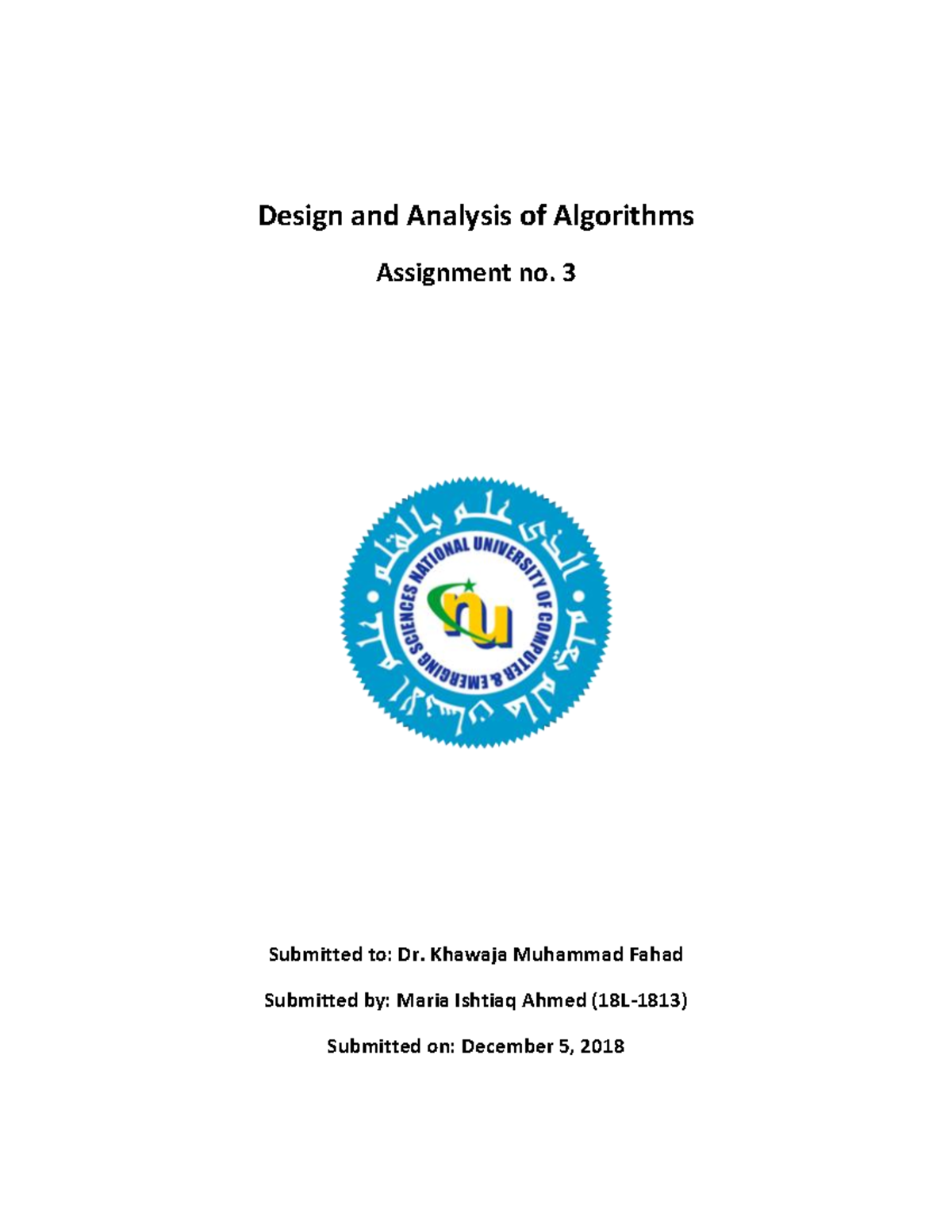 Assign 3 Akra Bazzi Method Design And Analysis Of Algorithms Assignment No 3 Submitted To