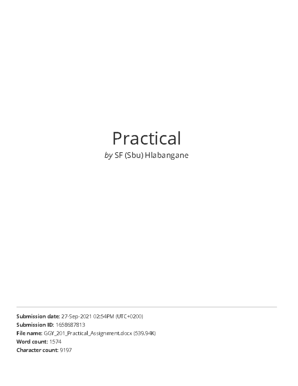Practical - City structure and Environment - Practical by SF (Sbu ...