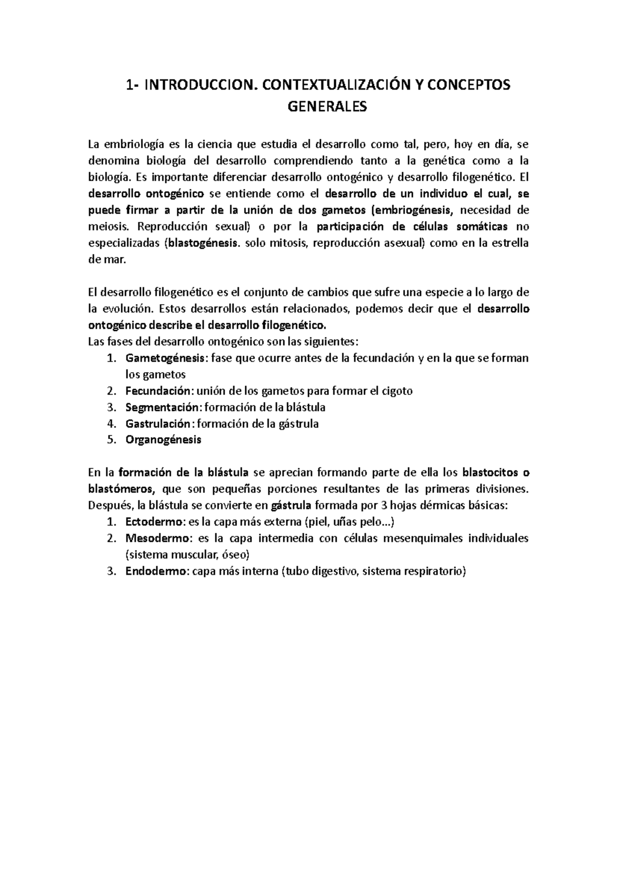 Biología del desarrollo - 1- INTRODUCCION. CONTEXTUALIZACIÓN Y ...