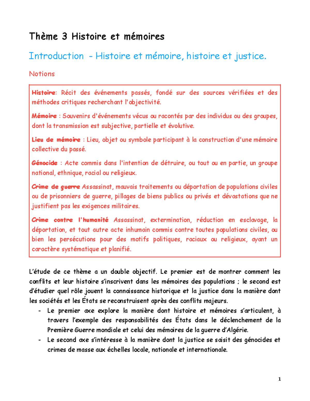 Copy of T3 (Tle) Intro(E) - Thème 3 Histoire et mémoires Introduction ...