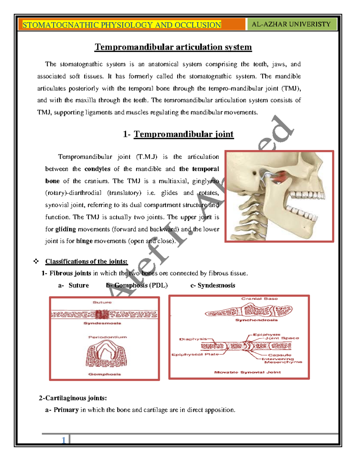 TMJ - Pathology - Tempromandibular articulation system The ...