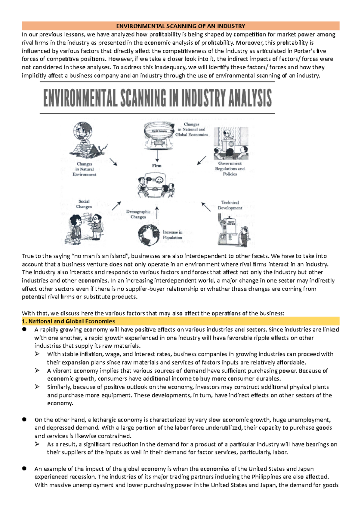 Applied Economics WEEK 3 - ENVIRONMENTAL SCANNING OF AN INDUSTRY In our ...