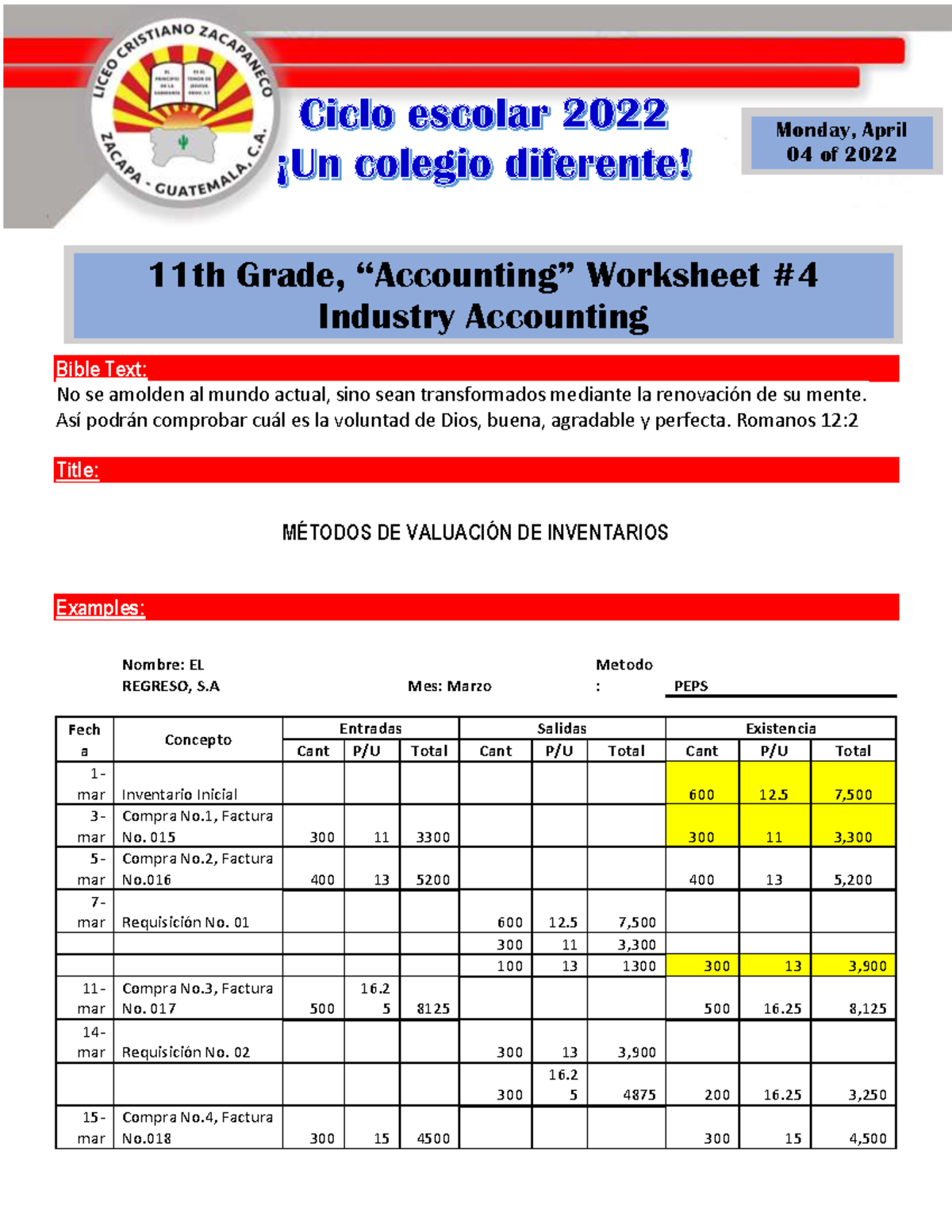 Guia de Contabilidad de Costos - Bible Text: No se amolden al mundo ...