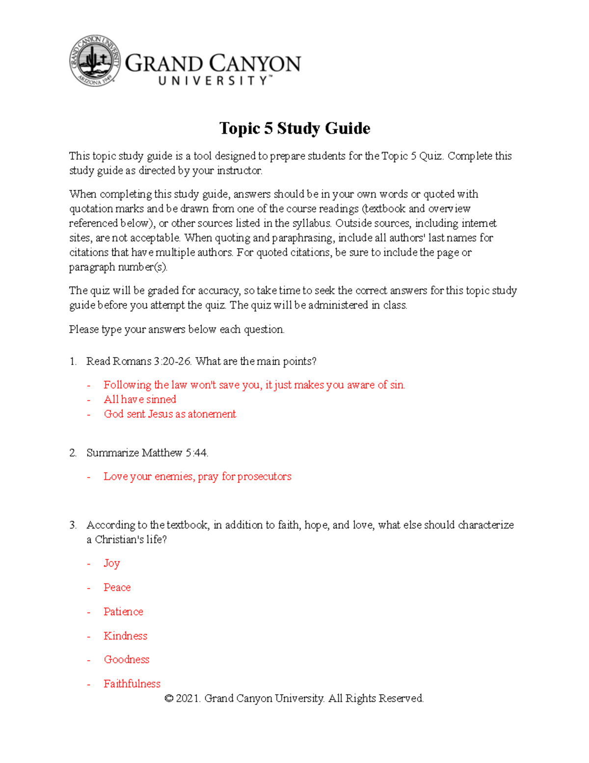 Topic 5 Study Guide - Topic 5 Study Guide This topic study guide is a ...