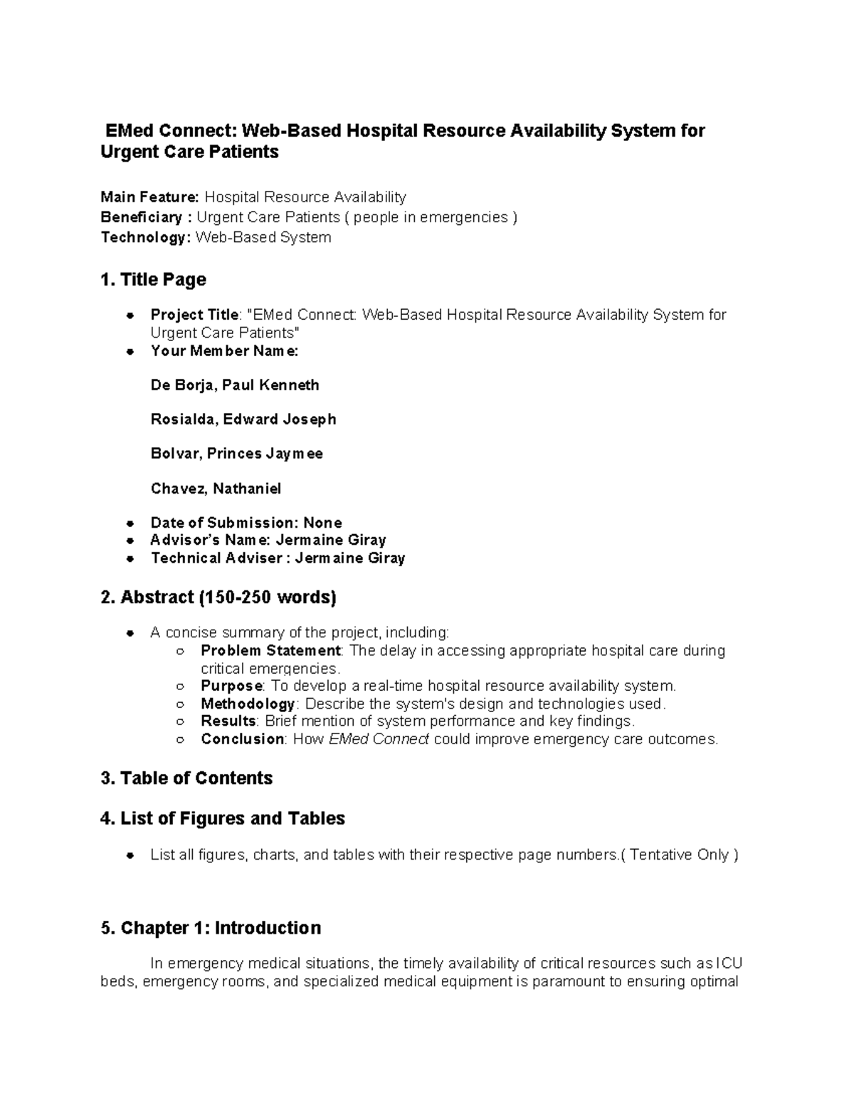 EMed Connect Web-Based Hospital Resource Availability System for Urgent ...