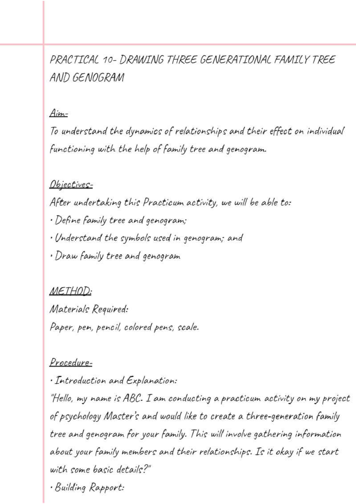 Practical 10- MCFTL(001) - Master of science in counseling and family ...