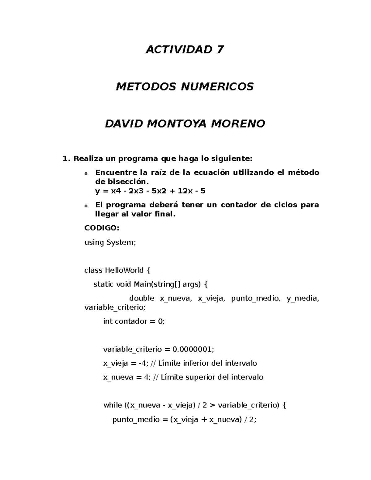 Actividad 7 Metodos Numericos - ACTIVIDAD 7 METODOS NUMERICOS DAVID ...