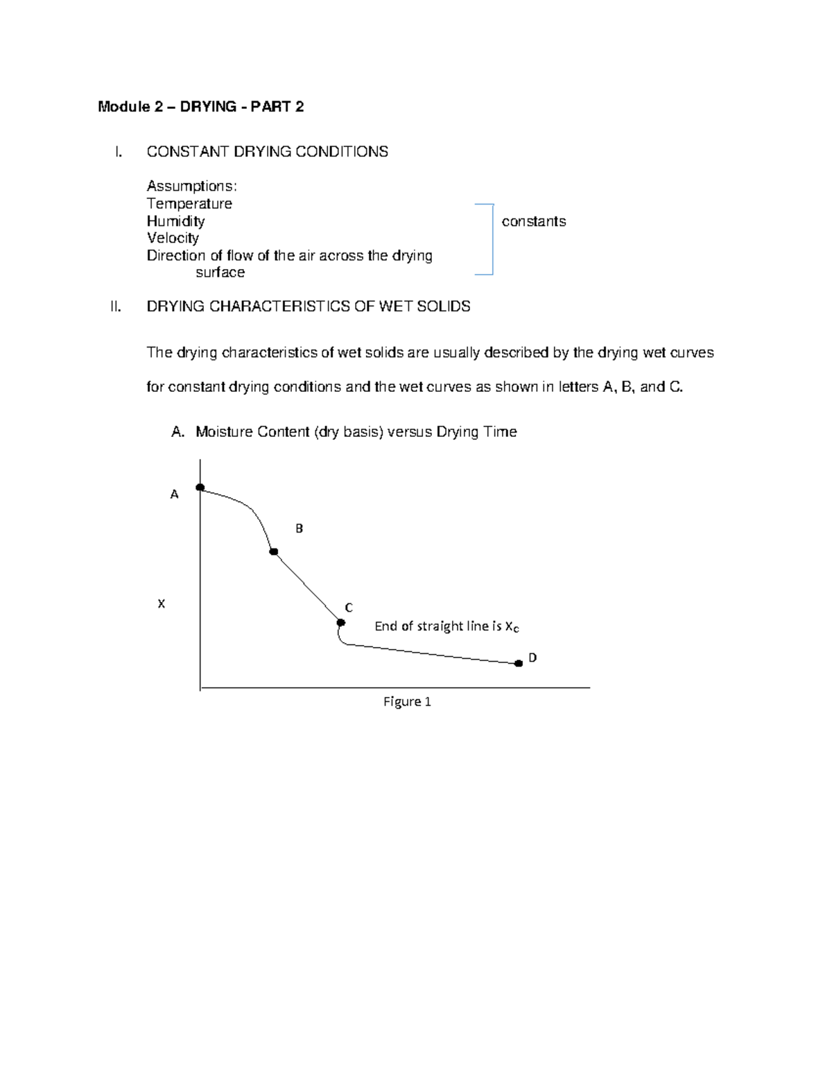 Module 2 -Drying - Part 2 - Module 2 – DRYING - PART 2 I. CONSTANT DRYING CONDITIONS Assumptions ...
