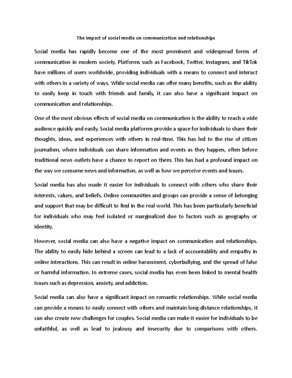 Methods Of Social Media- The impact of social media on communication ...