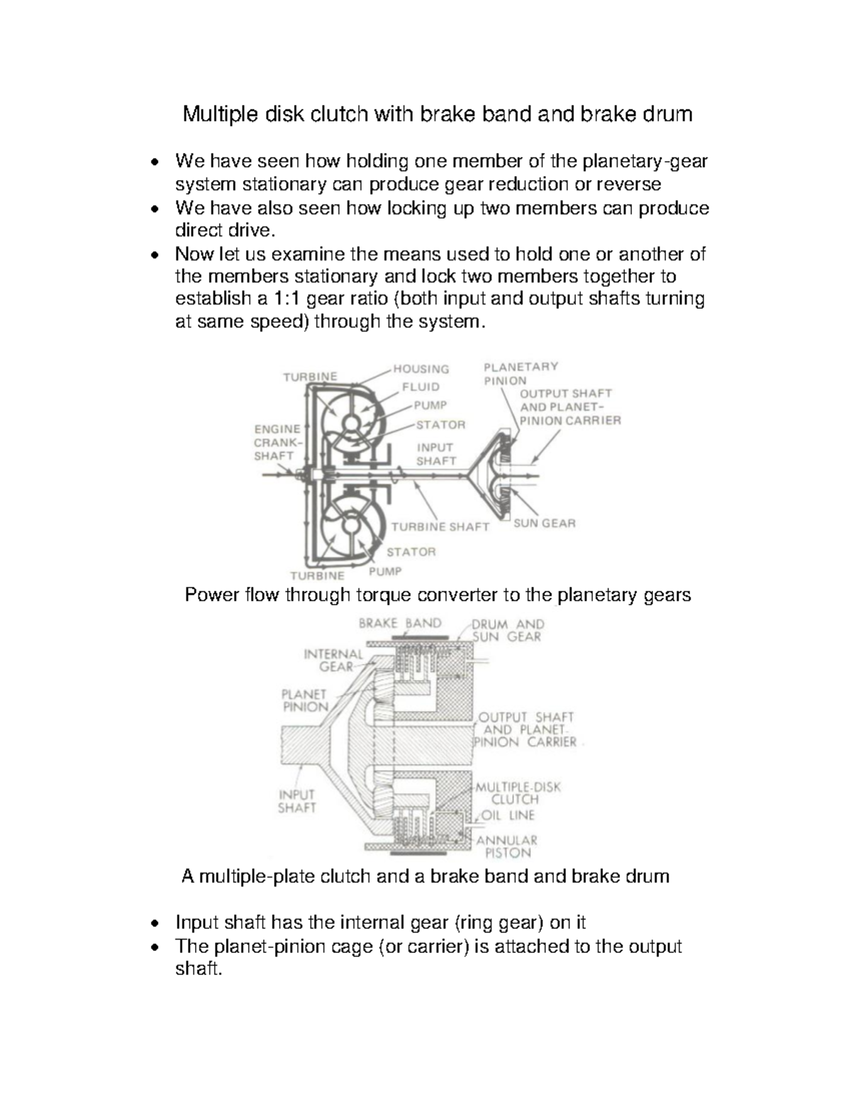 Multiple disk clutch with brake band and brake drum slides - Multiple ...