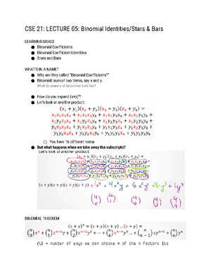 CSE 21 Lecture 03 - CSE 21: LECTURE 03 - Tower of Hanoi, Power Rule, Inc./Exc. GEOMETRIC SUM ...