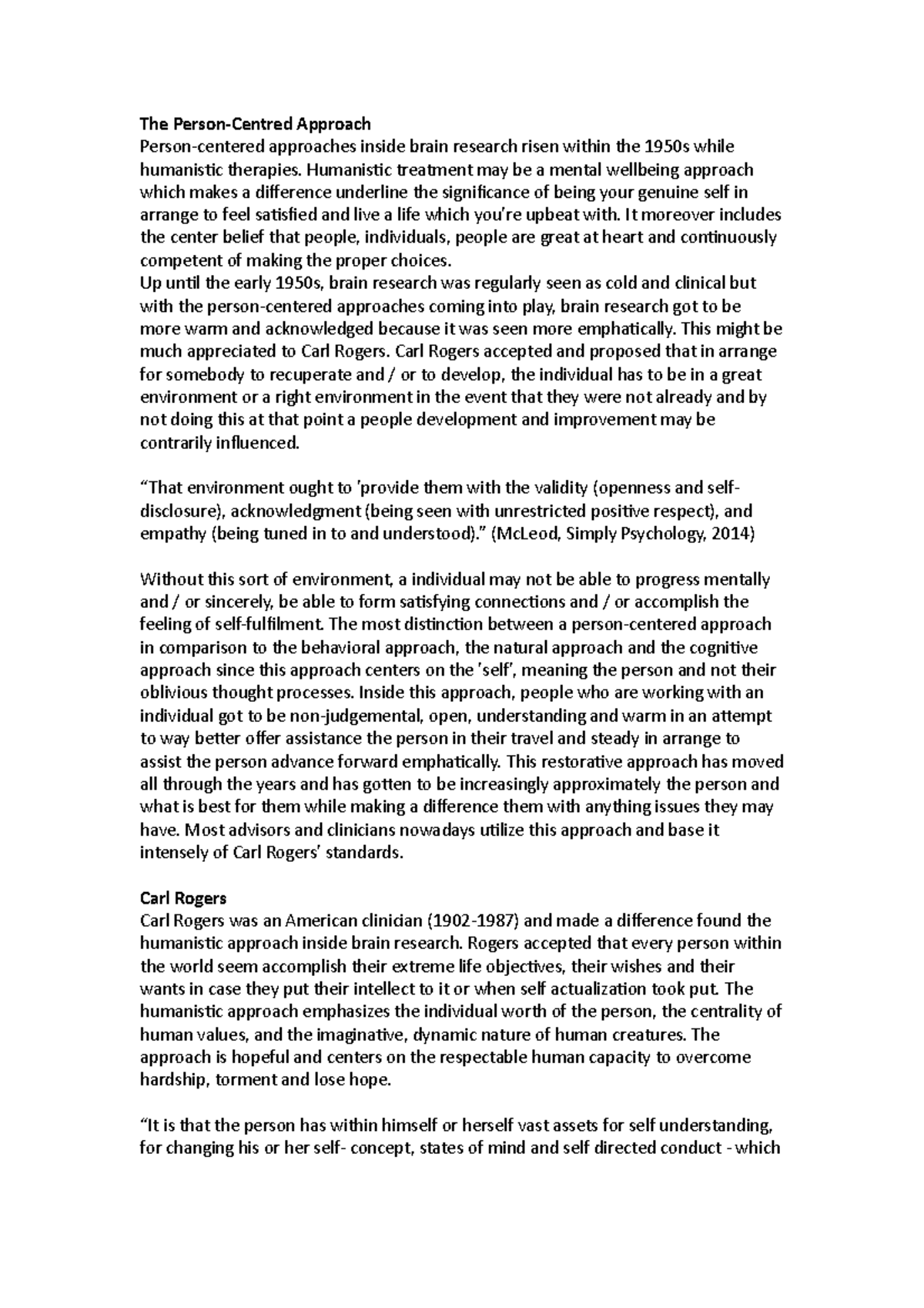 The Person Centred Approach - The Person-Centred Approach Person ...