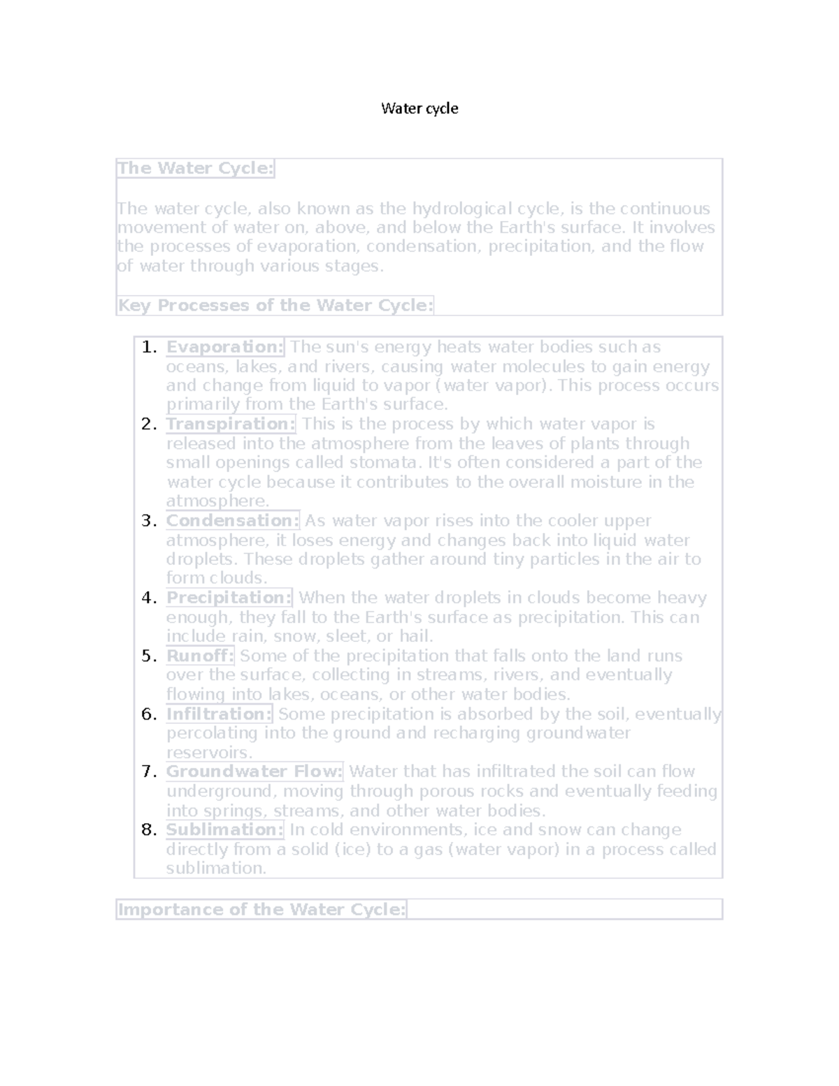 Water cycle - Water cycle The Water Cycle: The water cycle, also known ...