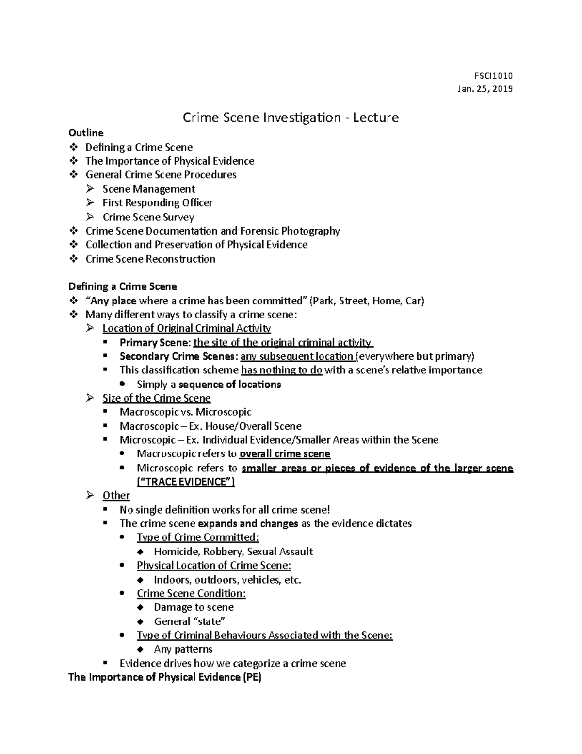 Week 3 - Crime-Scene & Fingerprints - FSCI1010U - Ontario Tech ...