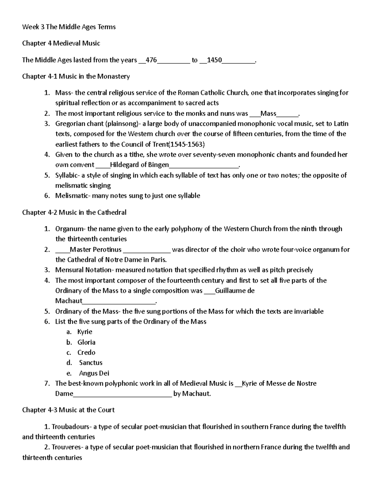 Amayas middle age terns - Week 3 The Middle Ages Terms Chapter 4 ...
