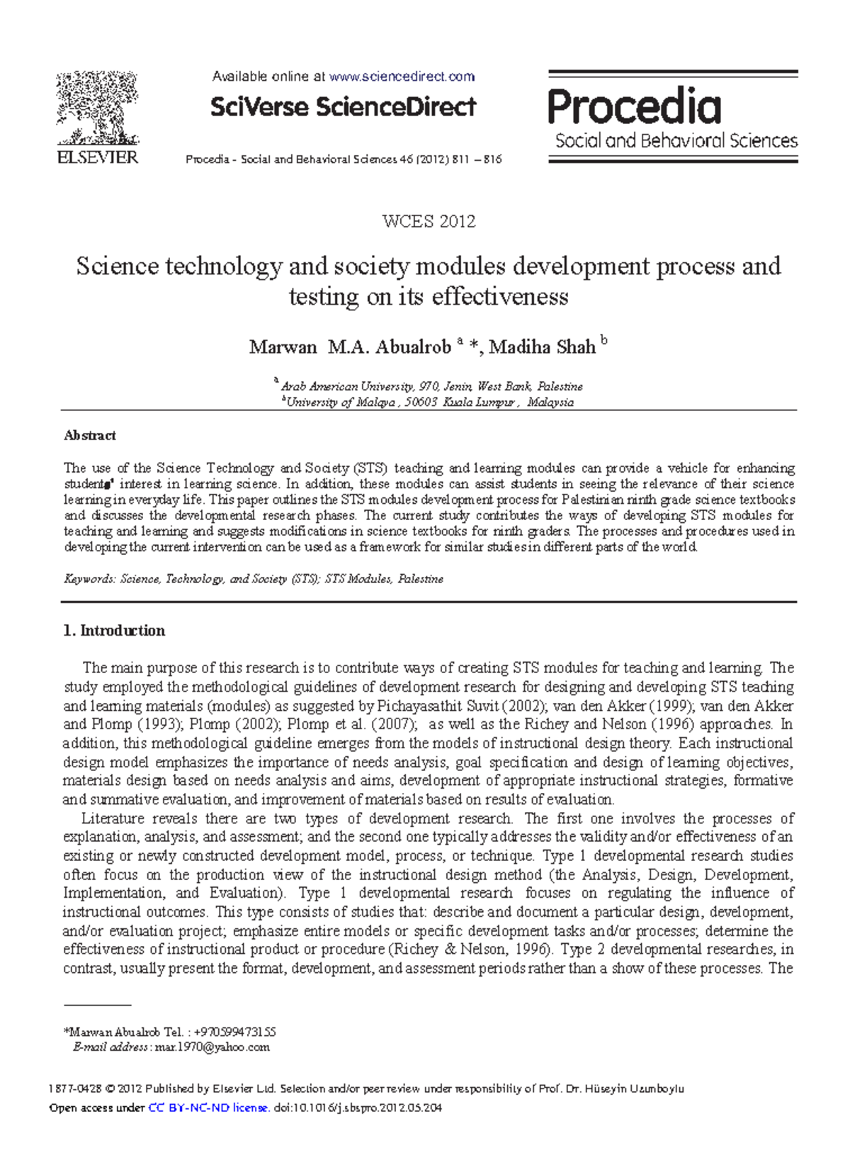 Science Technology and Society Modules Development - Procedia - Social ...
