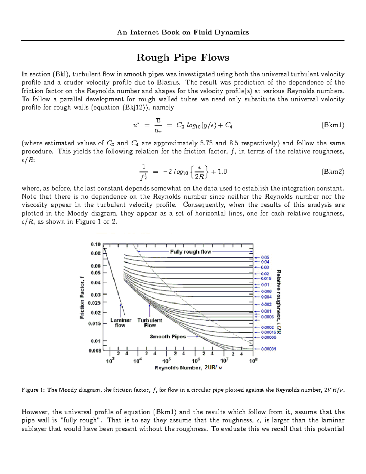 Roughpipeflows - Rough pipe flows - An Internet Book on Fluid Dynamics ...