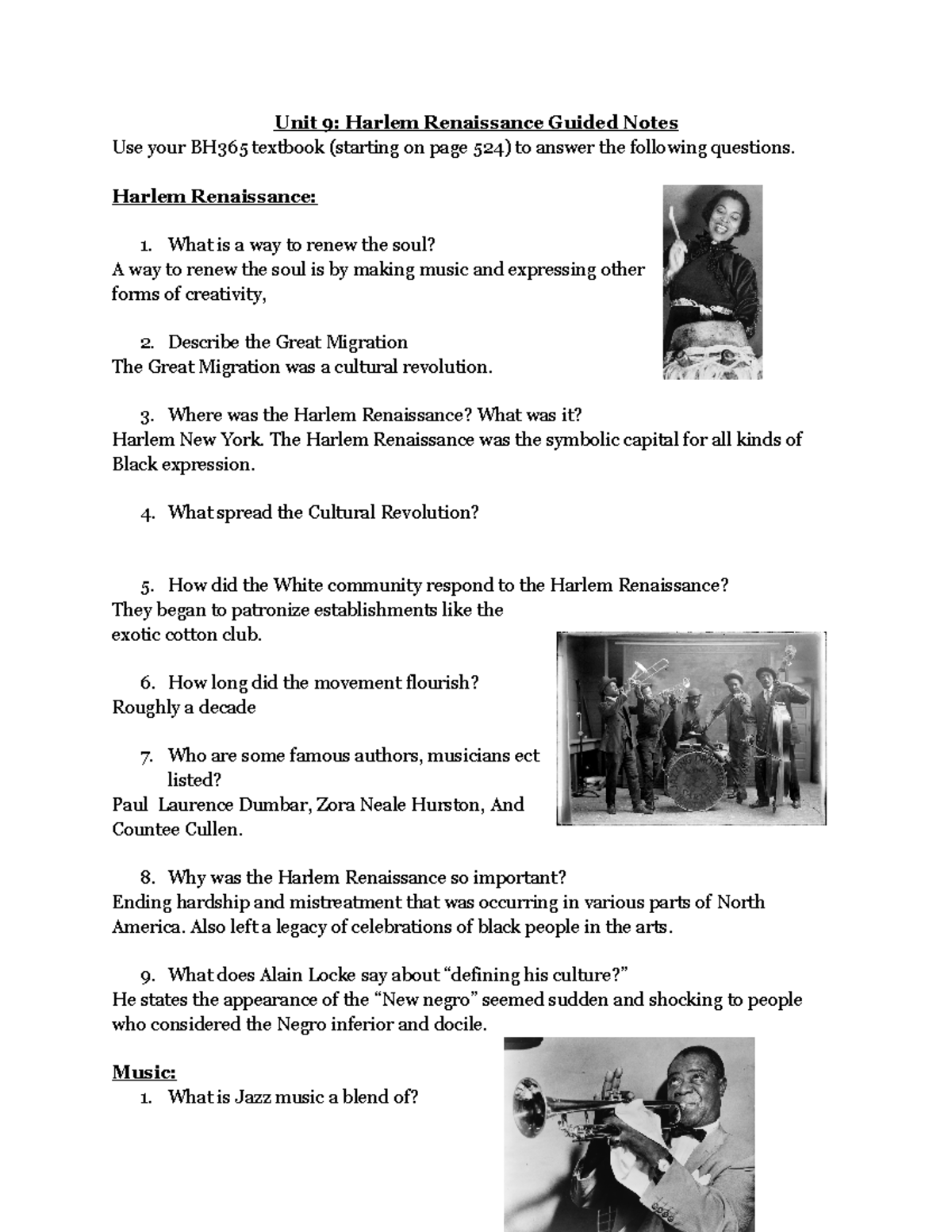 Harlem Renasissance Guided Notes - Harlem Renaissance: What is a way to ...