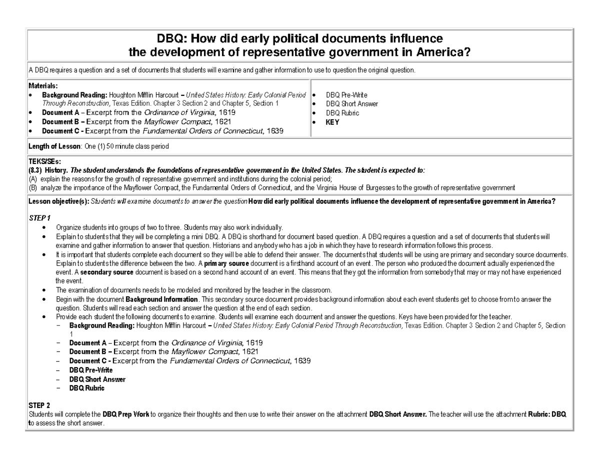 8.1 How did early political documents influence representative ...