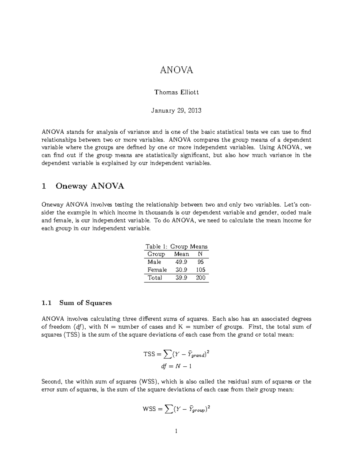 Anova - Nothing - ANOVA Thomas Elliott January 29, 2013 ANOVA stands for analysis of variance ...