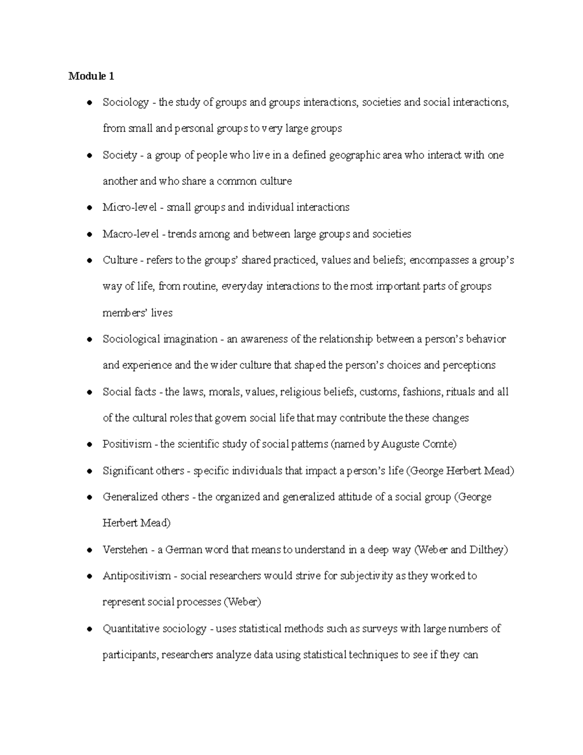 Sociology Chapter 1 Notes - Module 1 Sociology - the study of groups ...