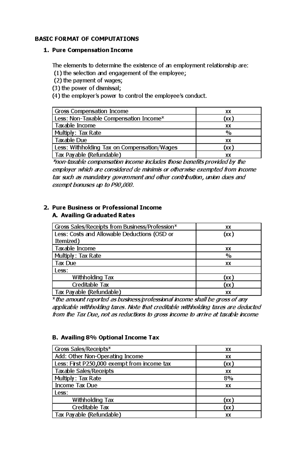 Basic Format OF Computations - BASIC FORMAT OF COMPUTATIONS Pure ...
