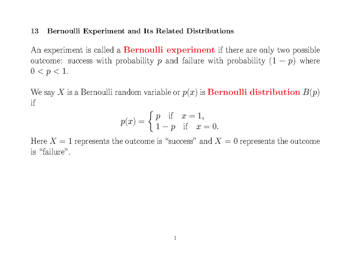 10 binomial, geometric, poisson, normal distribution - 13 Bernoulli ...