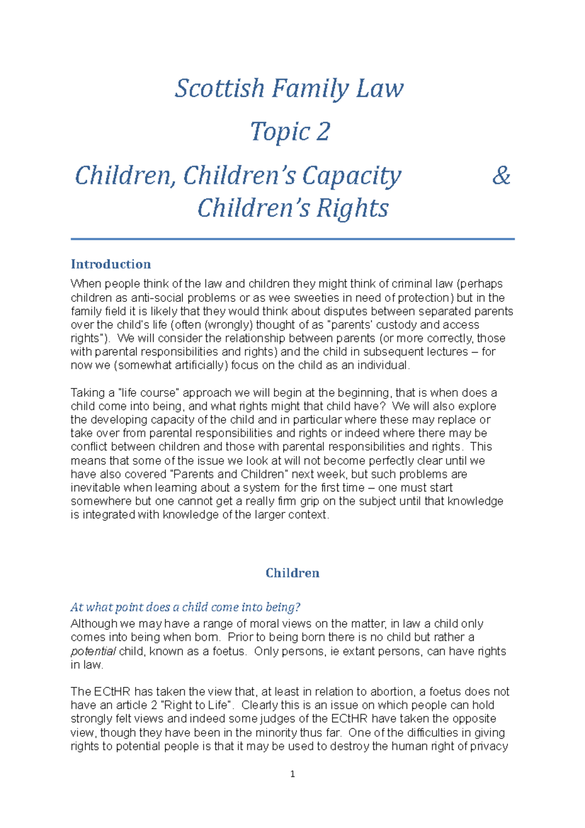 Overview Part 2 - Scottish Family Law Topic 2 Children, Children’s ...