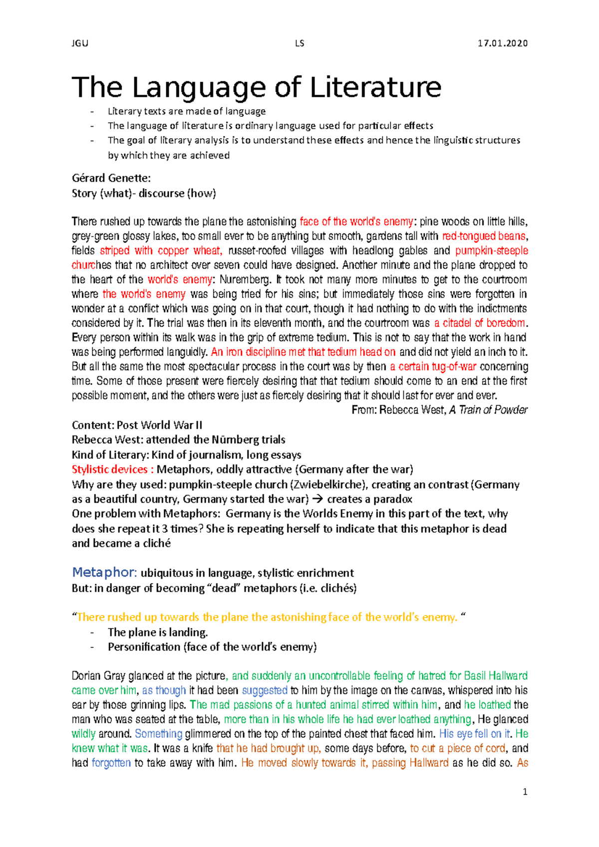 The Language of Literature, 17.01.20120 - JGU LS 17. The Language of ...