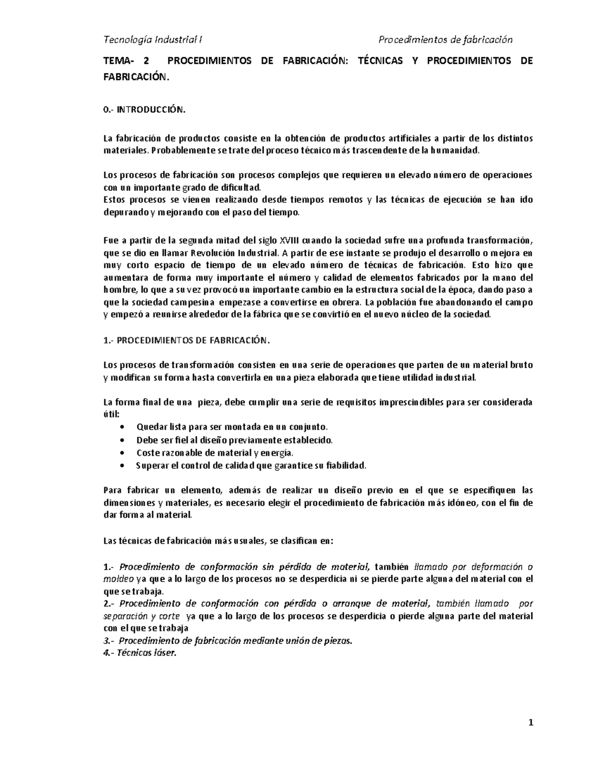 Procedimientos de Fabricación - Warning: TT: undefined function: 32 TEMA- 2 PROCEDIMIENTOS DE ...