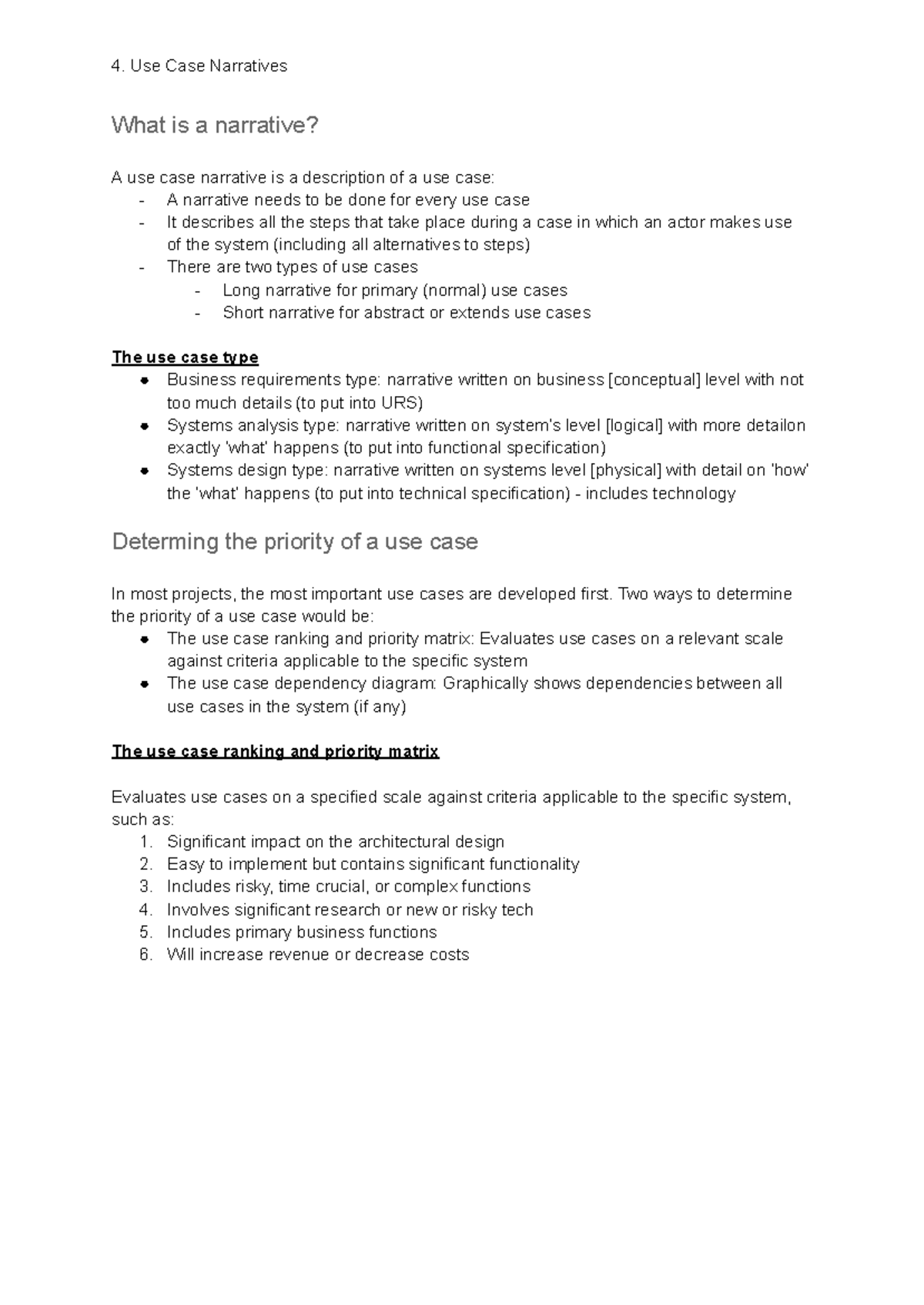 Use case narrative notes - 4. Use Case Narratives What is a narrative ...