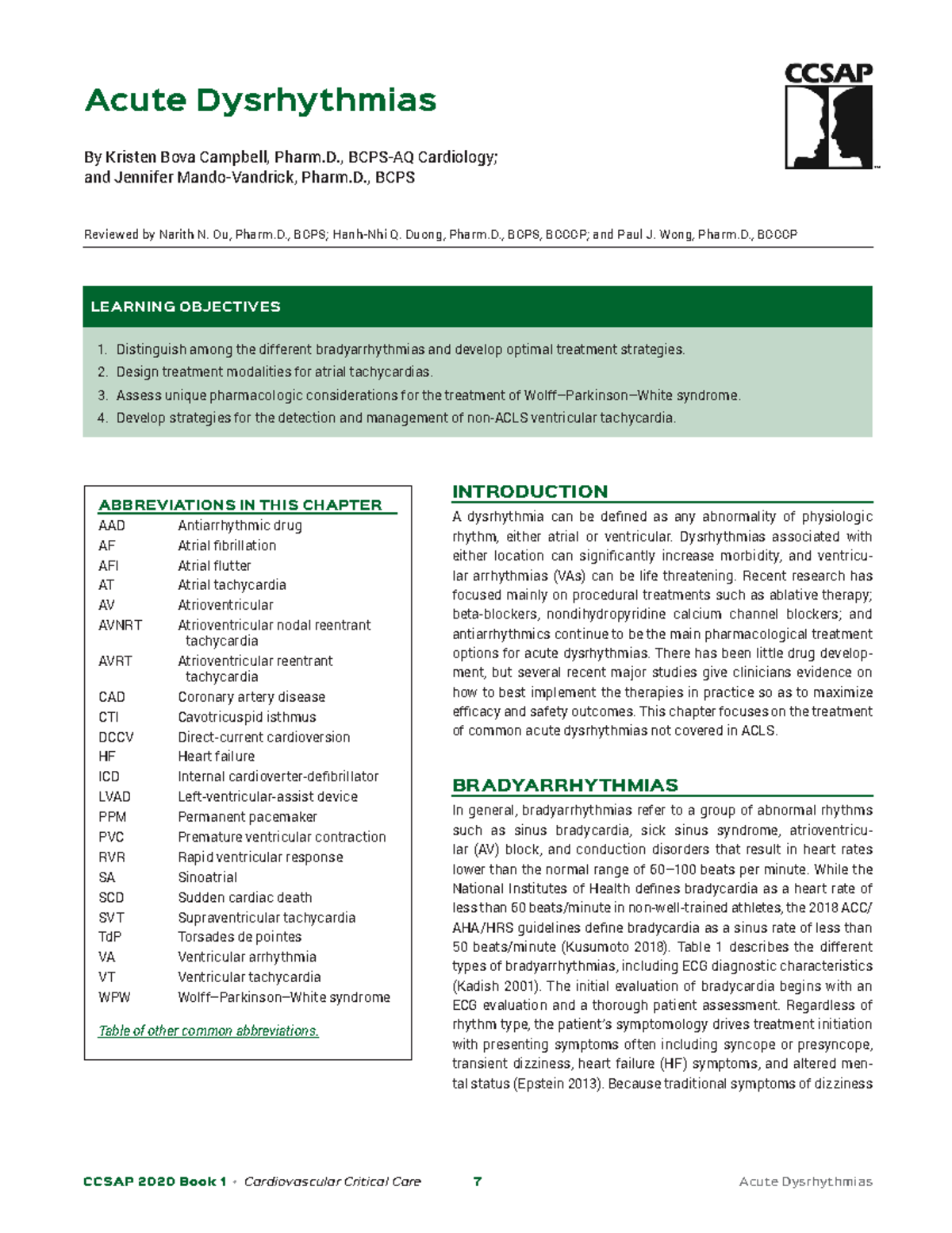 Cc2020b1 sample - Acute Dysrhythmias By Kristen Bova Campbell, Pharm ...