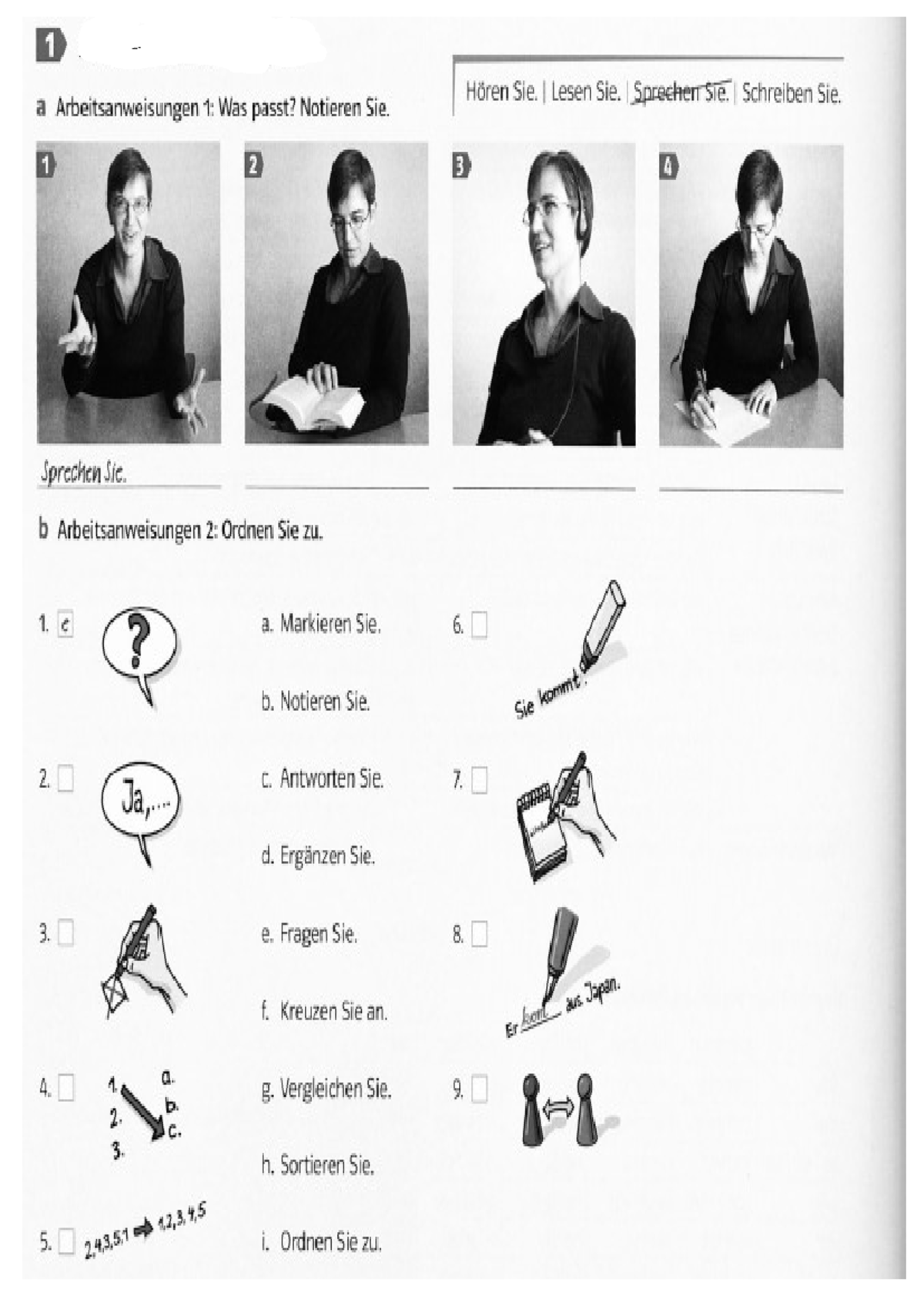 Aufforderungen 2 - 1 Hören Sie. a Arbeitsanweisungen 1: Was passt ...