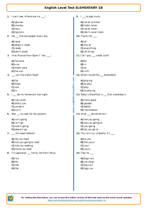 English Level Test PRE- Intermediate 2A - It ___ when they went out. A ...